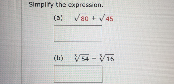 Solved Simplify the expression. (a) squareroot 80 + | Chegg.com