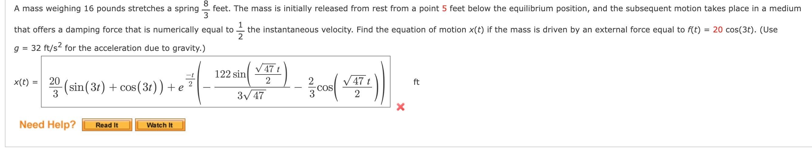 Solved g=32ft/s2 for the acceleration due to gravity.) | Chegg.com