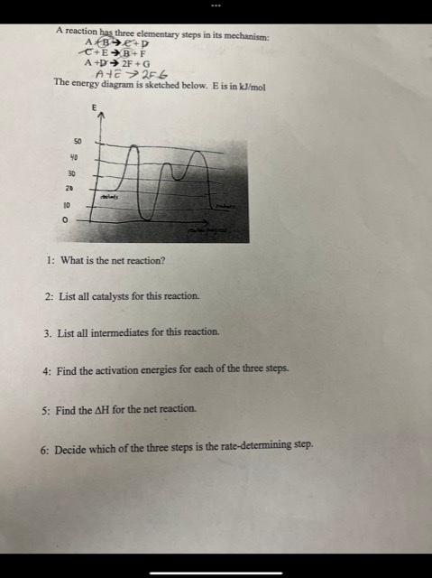 Solved A reaction has three elementary steps in its | Chegg.com