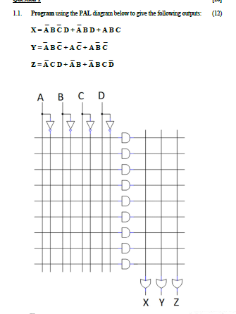 Solved 1.1. Program using the PAL diagram below to give the | Chegg.com