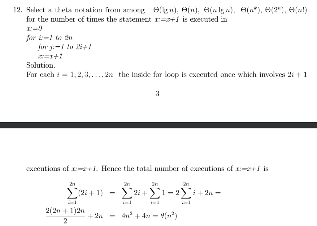 Solved 12. Select a theta notation from among Θ(Ign), Θ(n), | Chegg.com
