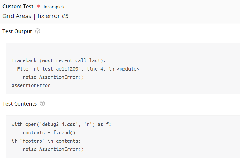 I need help debugging the grid areas in the | Chegg.com