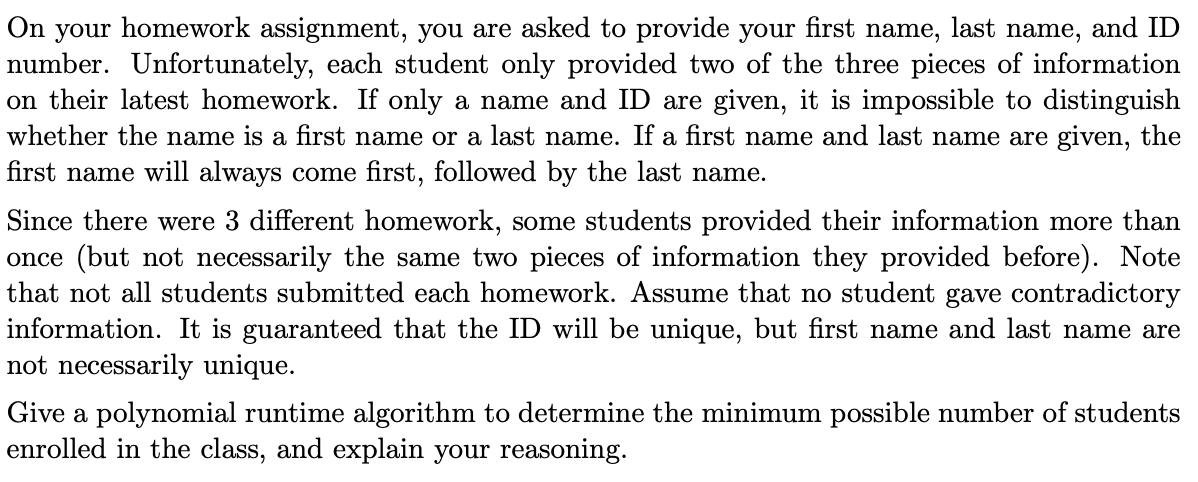 Solved On your homework assignment, you are asked to provide | Chegg.com