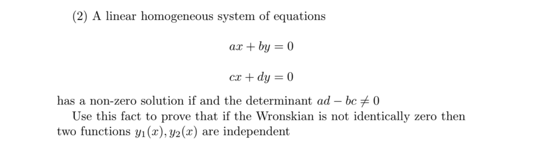 Solved (2) A linear homogeneous system of equations | Chegg.com