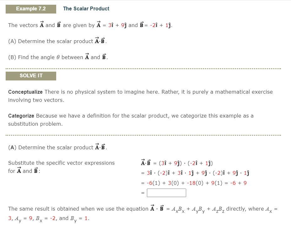 Solved Example 7.2 The Scalar Product The vectors Ã and Ę | Chegg.com