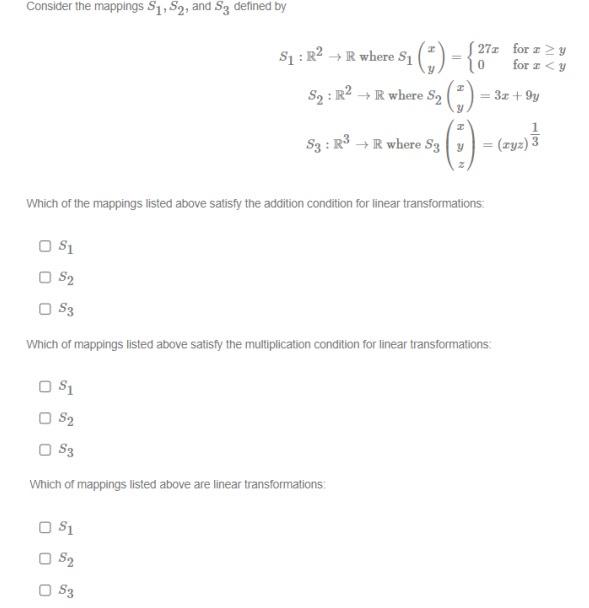 Solved Consider the mappings S1,S2, and S3 defined by | Chegg.com