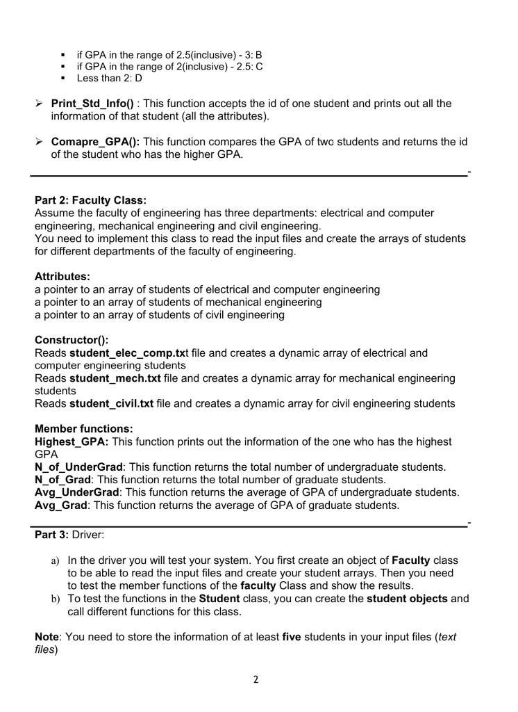 Solved Part 1: Student class The initial information of | Chegg.com