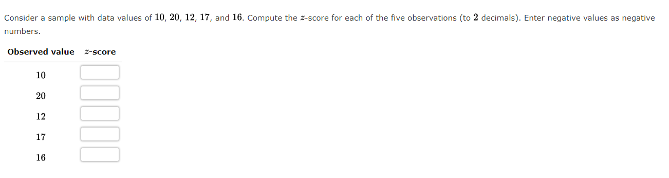 Solved Consider a sample with data values of 10,20,12,17, | Chegg.com