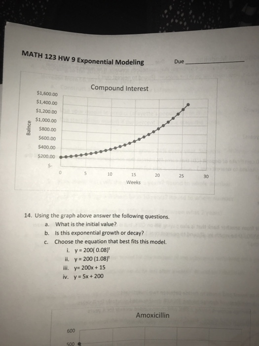 Solved MATH 123 HW 9 Exponential Modeling Name Due Section | Chegg.com