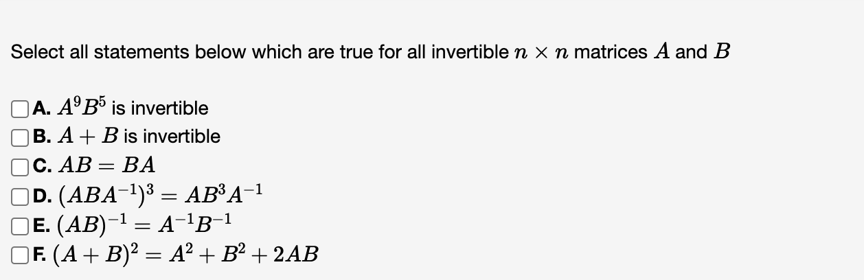 Solved Select all statements below which are true for all | Chegg.com