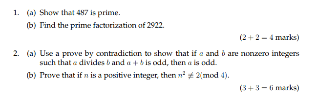 Solved 1. (a) Show that 487 is prime. (b) Find the prime | Chegg.com