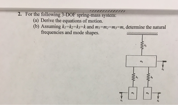 Solved 2. For the following 3-DOF spring-mass system: (a) | Chegg.com