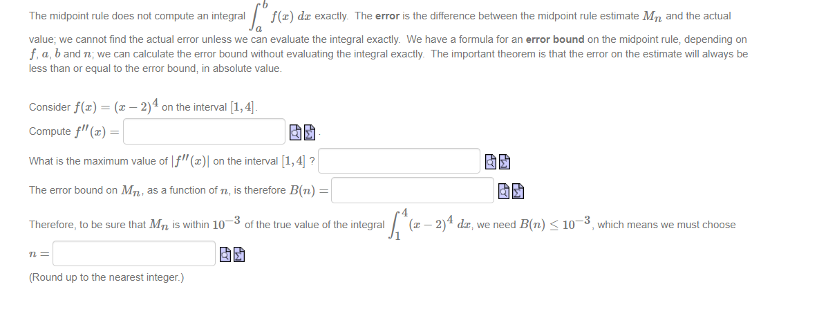 Solved The midpoint rule does not compute an integral f(1) | Chegg.com