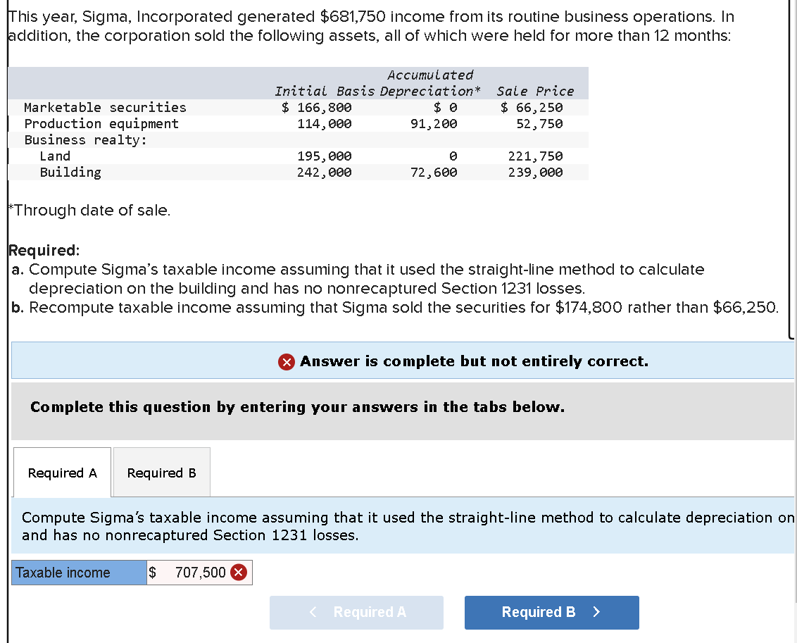 Solved This year, Sigma, Incorporated generated $681,750 | Chegg.com