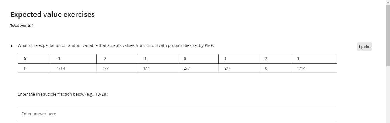 Solved Expected value exercises Total points 4 1. What's the | Chegg.com