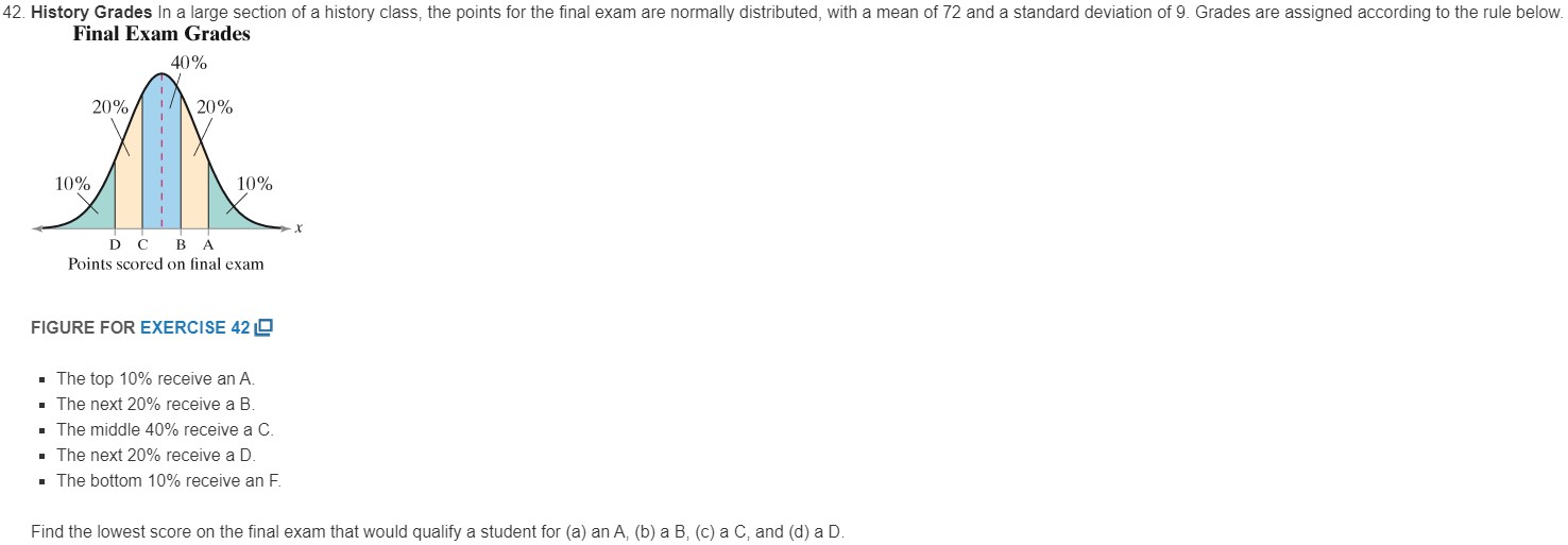 Solved 42. History Grades In a large section of a history | Chegg.com