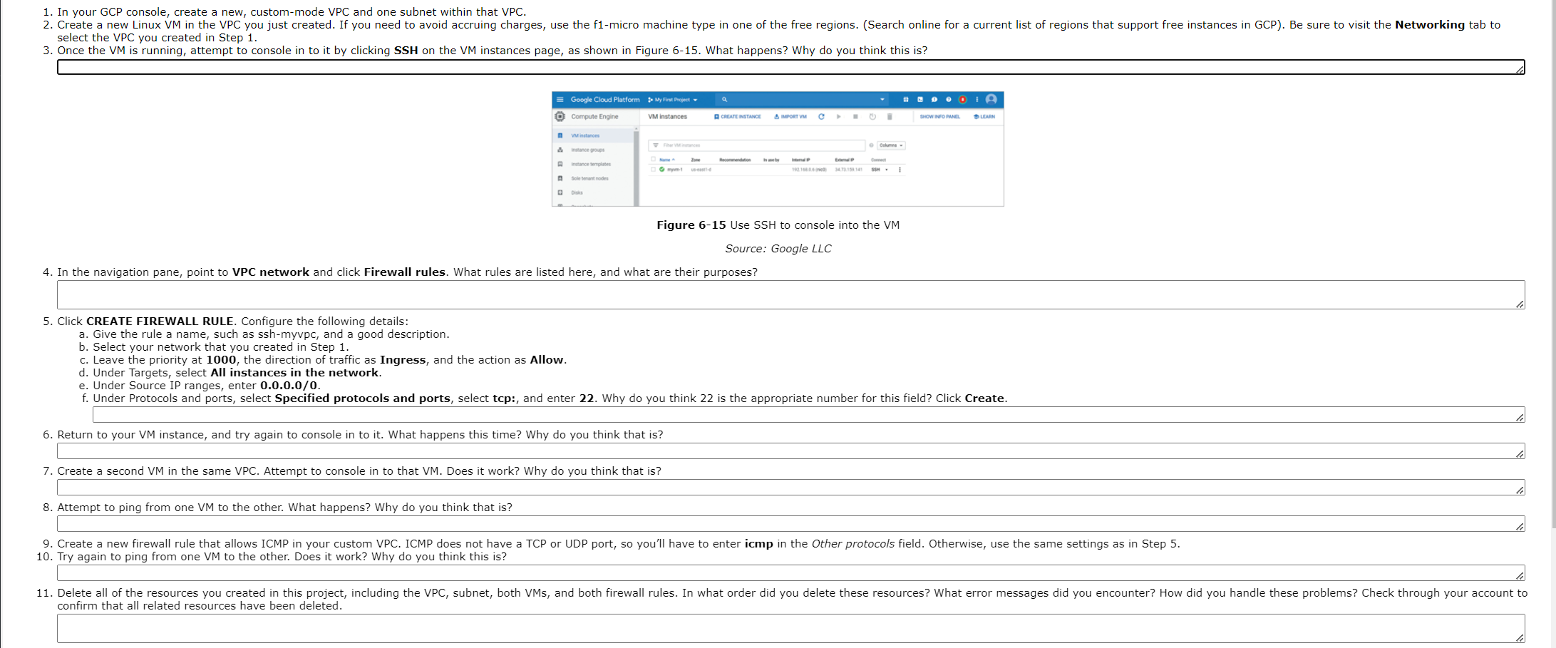 Solved 1. In your GCP console, create a new, custom-mode VPC | Chegg.com