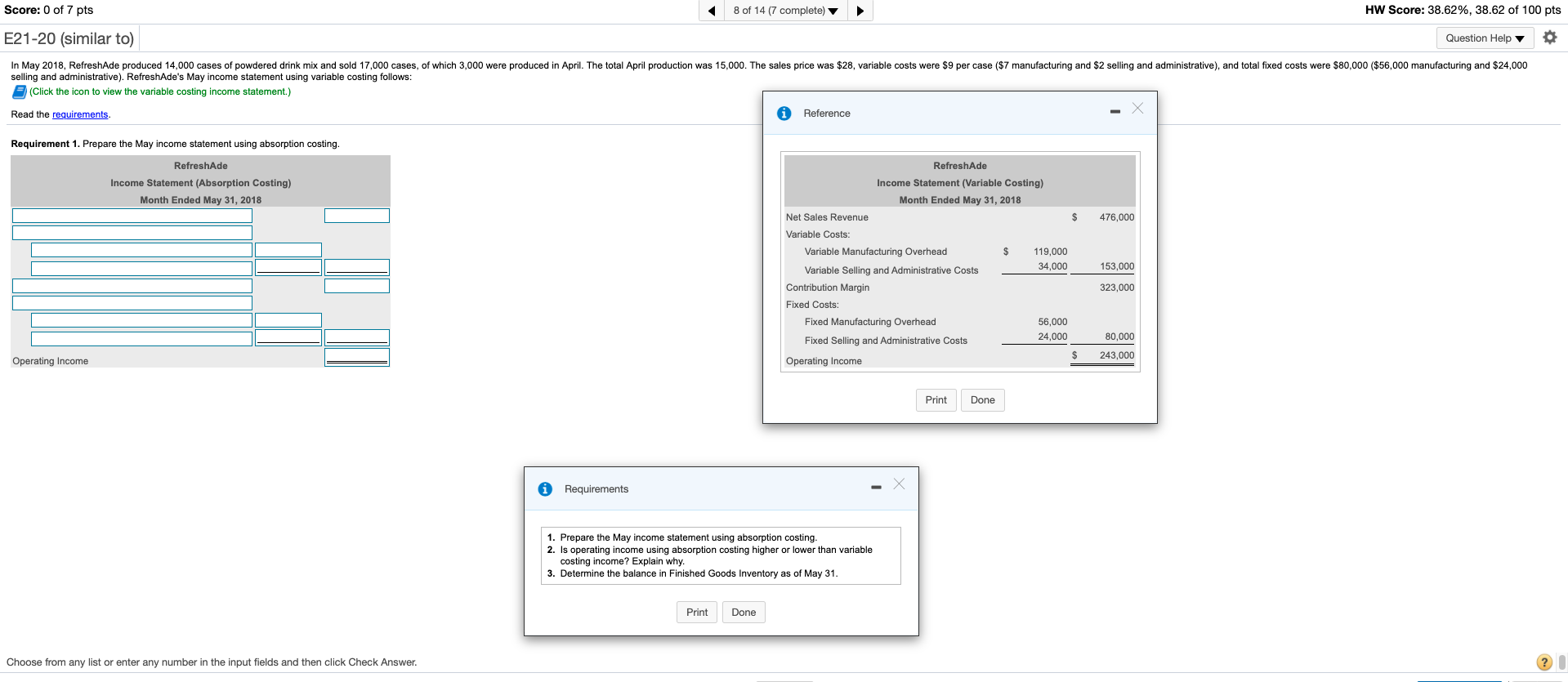 Solved Score: 0 of 7 pts 8 of 14 (7 complete) HW Score: | Chegg.com
