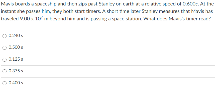 Solved Mavis boards a spaceship and then zips past Stanley | Chegg.com