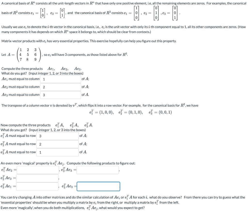 Solved A canonical basis of Rn consists all the unit-length | Chegg.com