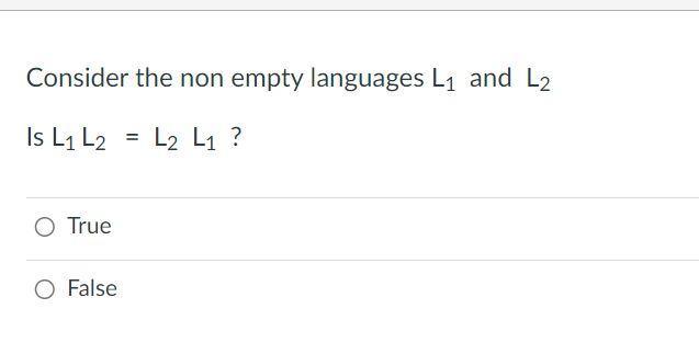 Solved Consider the non empty languages L1 and L2 Is | Chegg.com