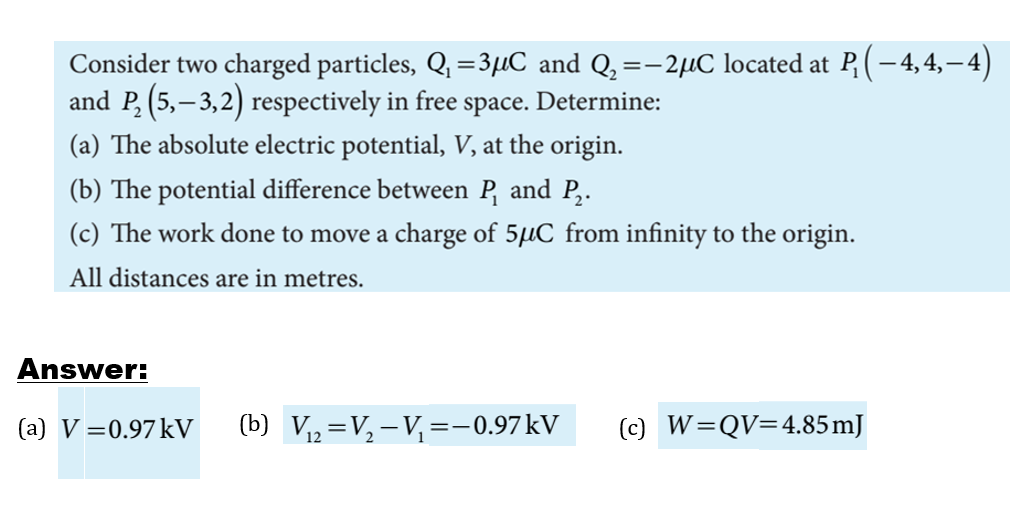 Solved Consider two charged particles, Q1=3μC and Q2=−2μC | Chegg.com