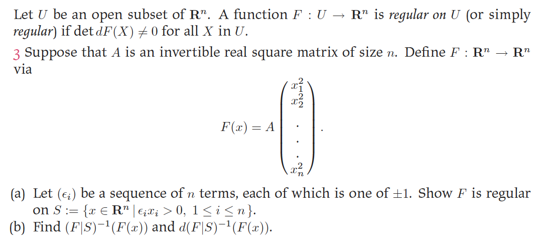 Let U be an open subset of Rn. A function F:U→Rn is | Chegg.com