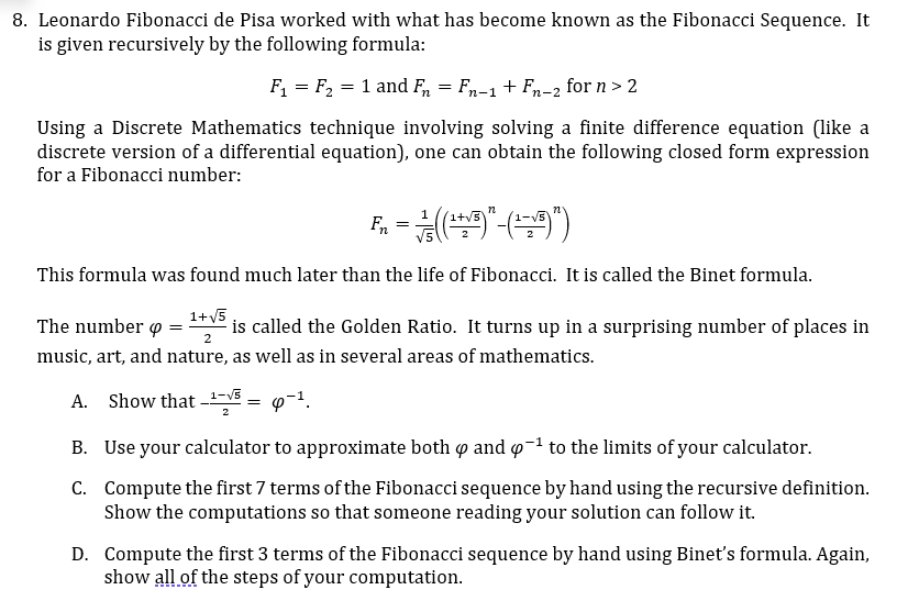 Solved Leonardo Fibonacci de Pisa worked with what has | Chegg.com