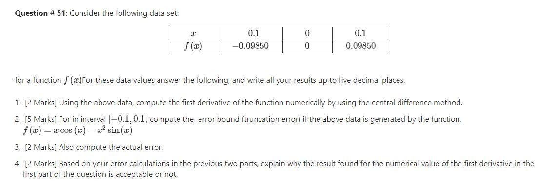 Solved Question # 51: Consider the following data set: 2 0 | Chegg.com Solved Question # 51: Consider the following data set: 2 0 | Chegg.com