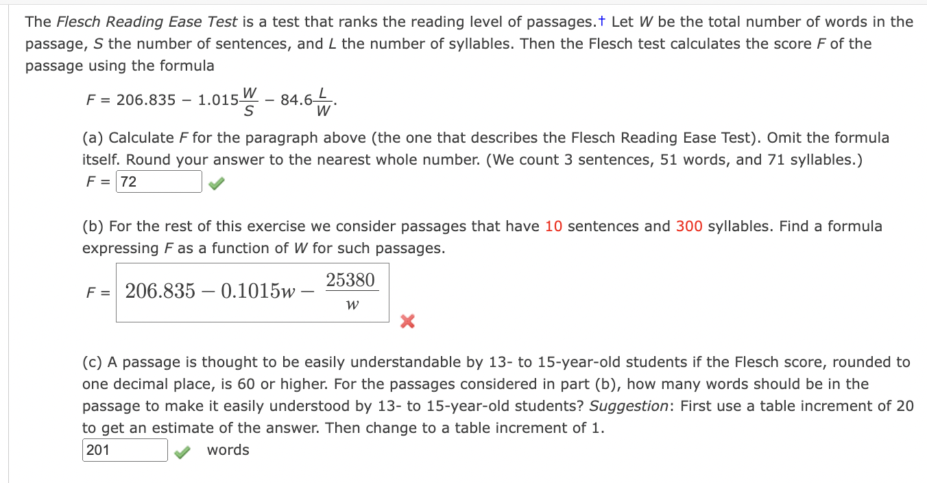 Solved ne Flesch Reading Ease Test is a test that ranks the | Chegg.com