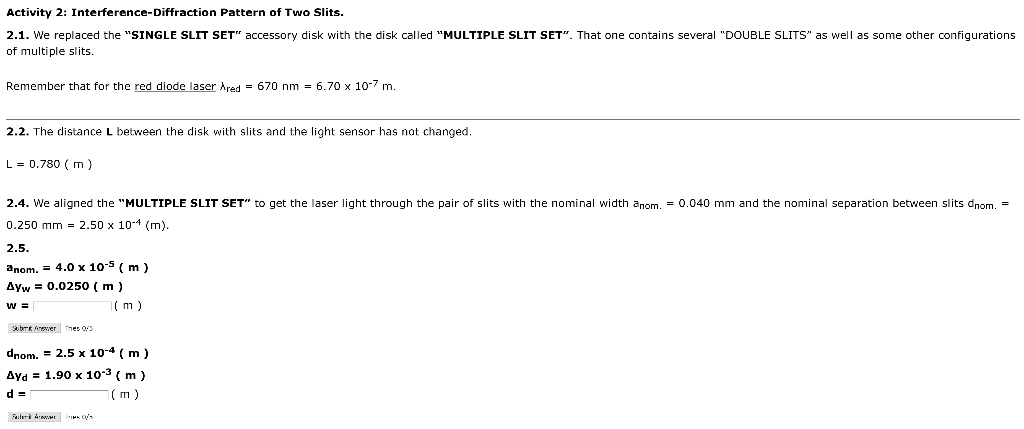 Activity 2 Interference Diffraction Pattern Of Two