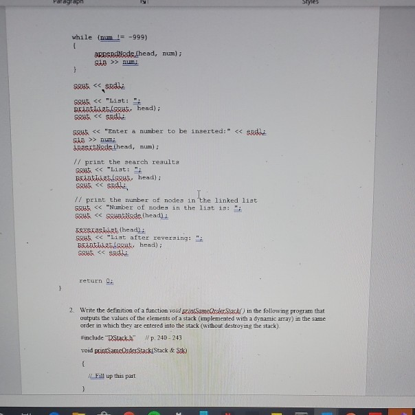Solved 1. Fill up the function void duplicate odd (Node + | Chegg.com