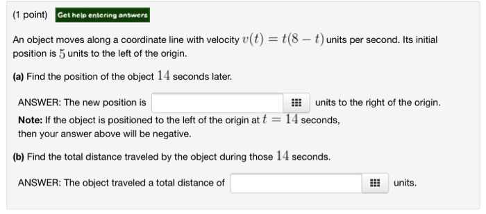 Solved 1 Point Get Help Entering Answers An Object Moves