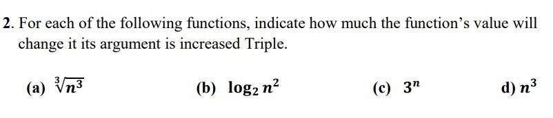 Solved For each of the following functions, indicate how | Chegg.com