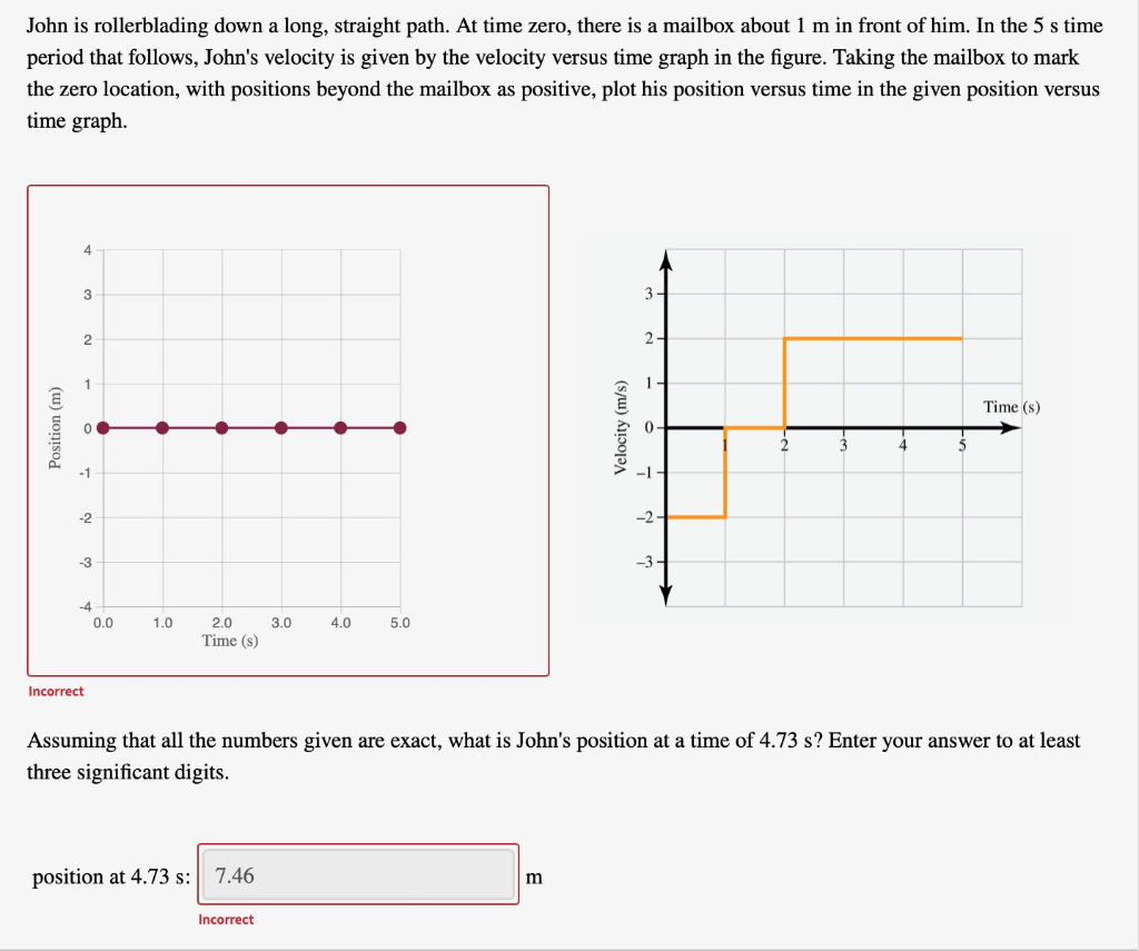Solved John is rollerblading down a long, straight path. At | Chegg.com