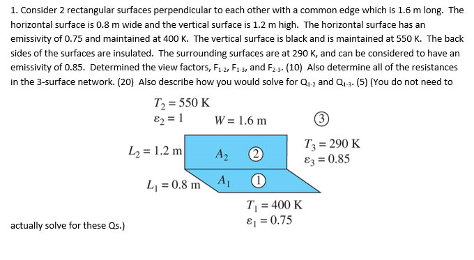 Solved 1. Consider 2 rectangular surfaces perpendicular to | Chegg.com