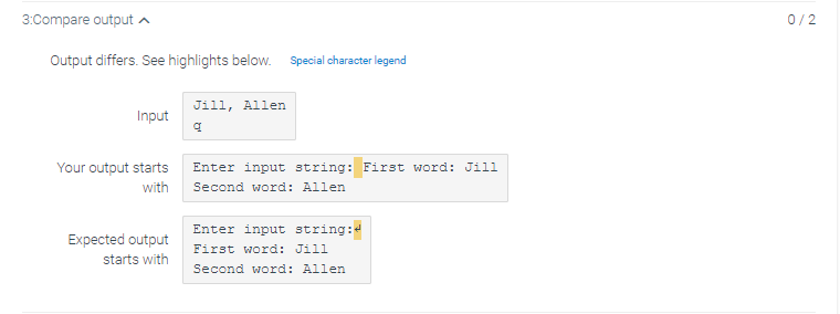 (1) Prompt the user for a string that contains two | Chegg.com