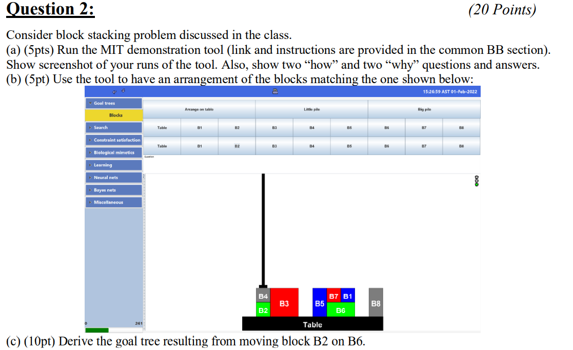 Solved Question 2: (20 Points) Consider block stacking | Chegg.com