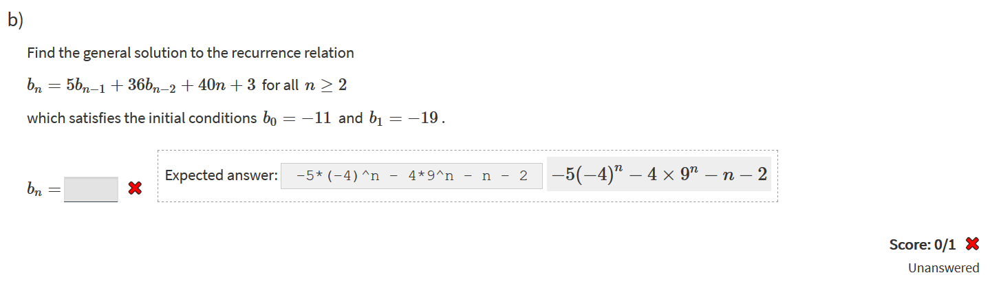Solved Find The Solution To The Recurrence Relation An