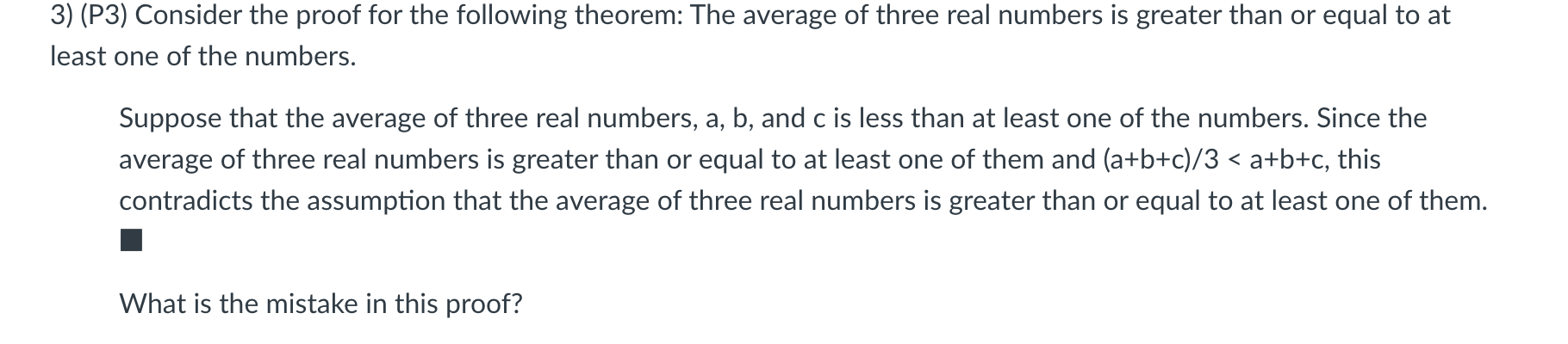 Solved 3) (P3) Consider the proof for the following theorem: | Chegg.com