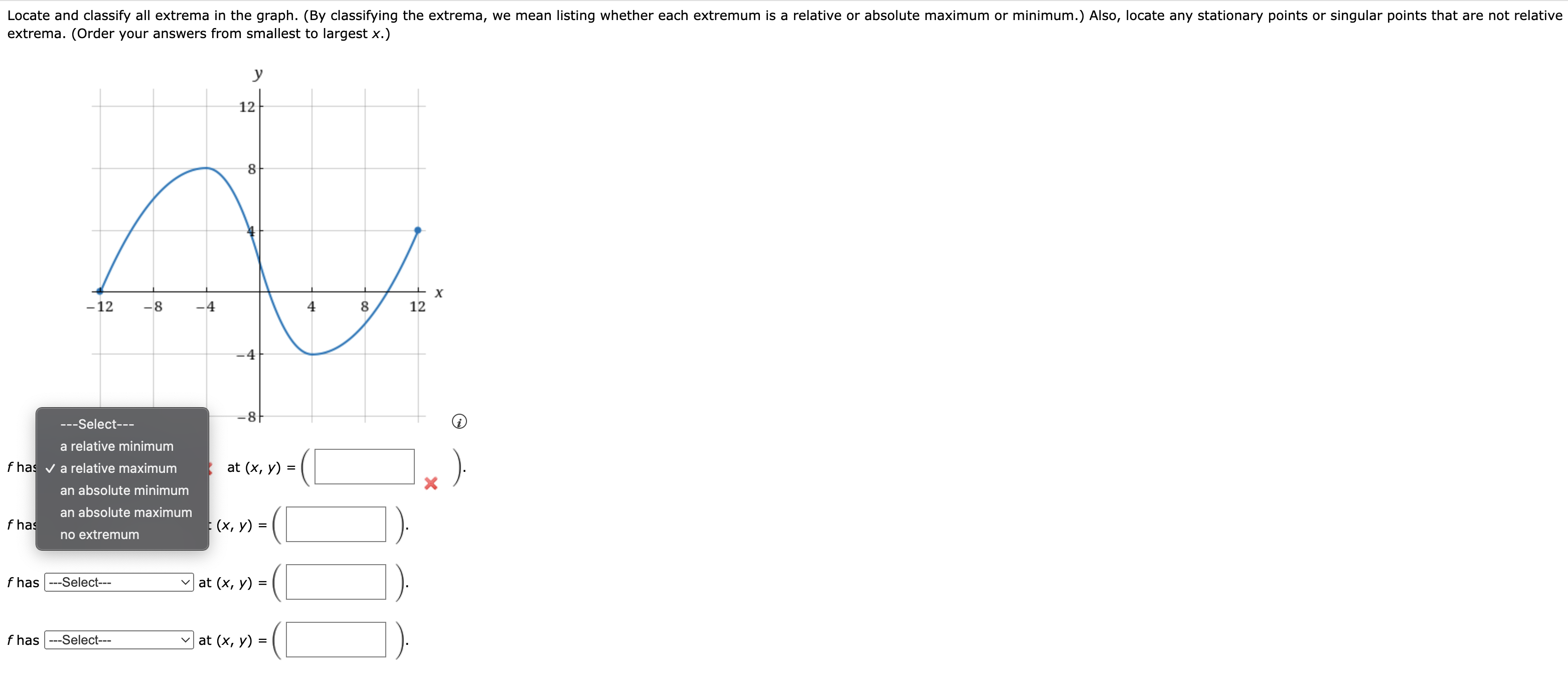 Solved extrema. (Order your answers from smallest to largest | Chegg.com