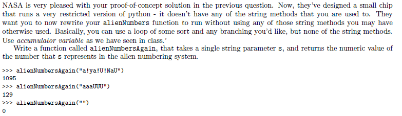 Solved Using Python 3 My alien numbering system: def | Chegg.com