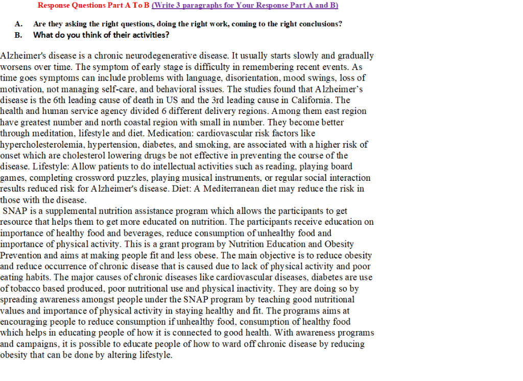 Solved Response Questions Part A To B Write 3 paragraphs for | Chegg.com
