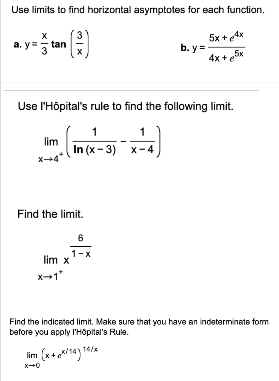 Solved Use limits to find horizontal asymptotes for each | Chegg.com ...