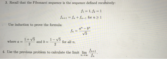 Solved Recall that the Fibonacci sequence is the sequence | Chegg.com