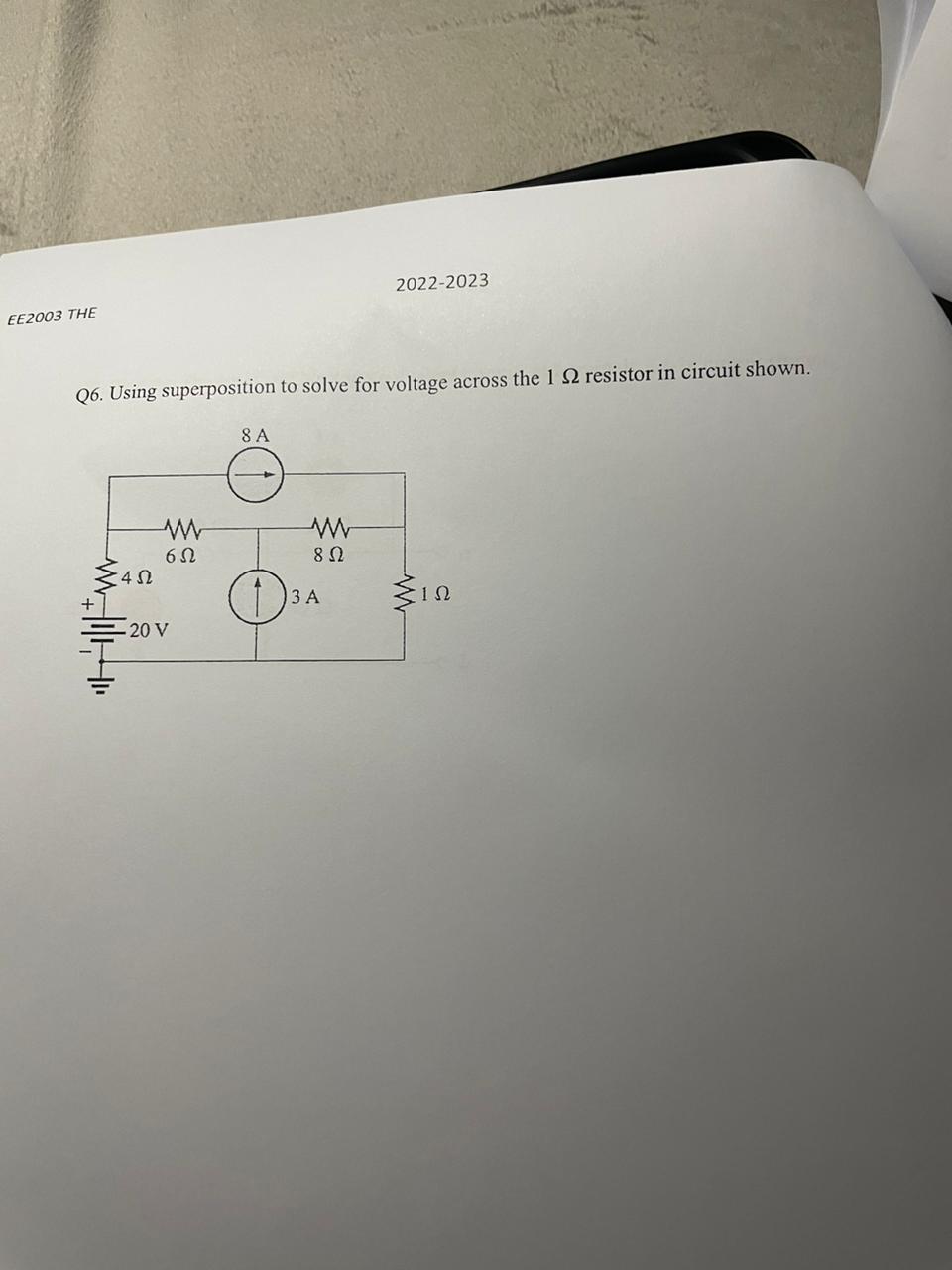 Solved Q6. Using superposition to solve for voltage across | Chegg.com