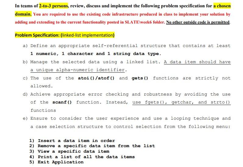Solved In teams of 2-to-3 persons, review, discuss and | Chegg.com