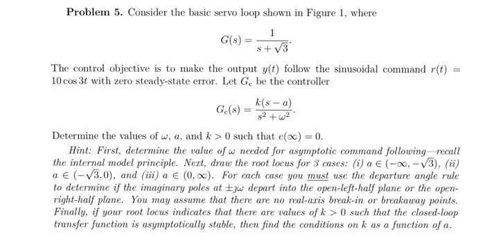 Solved Problem 5 Consider The Basic Servo Loop Shown In 0244