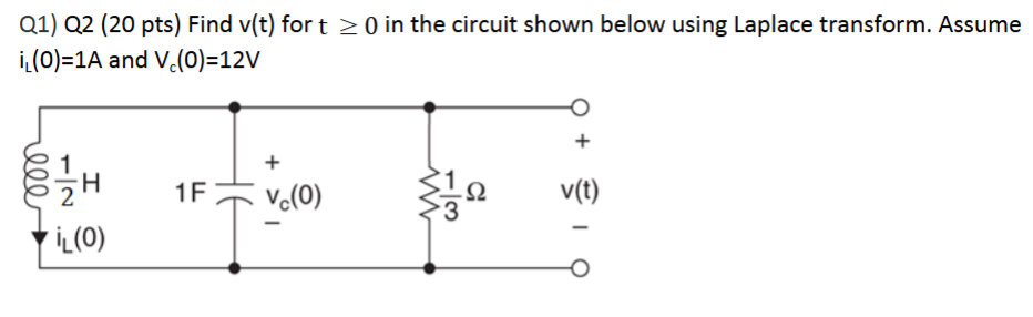 Solved Q1v(t) ﻿for t≥0 in ﻿the circuit shown below using | Chegg.com