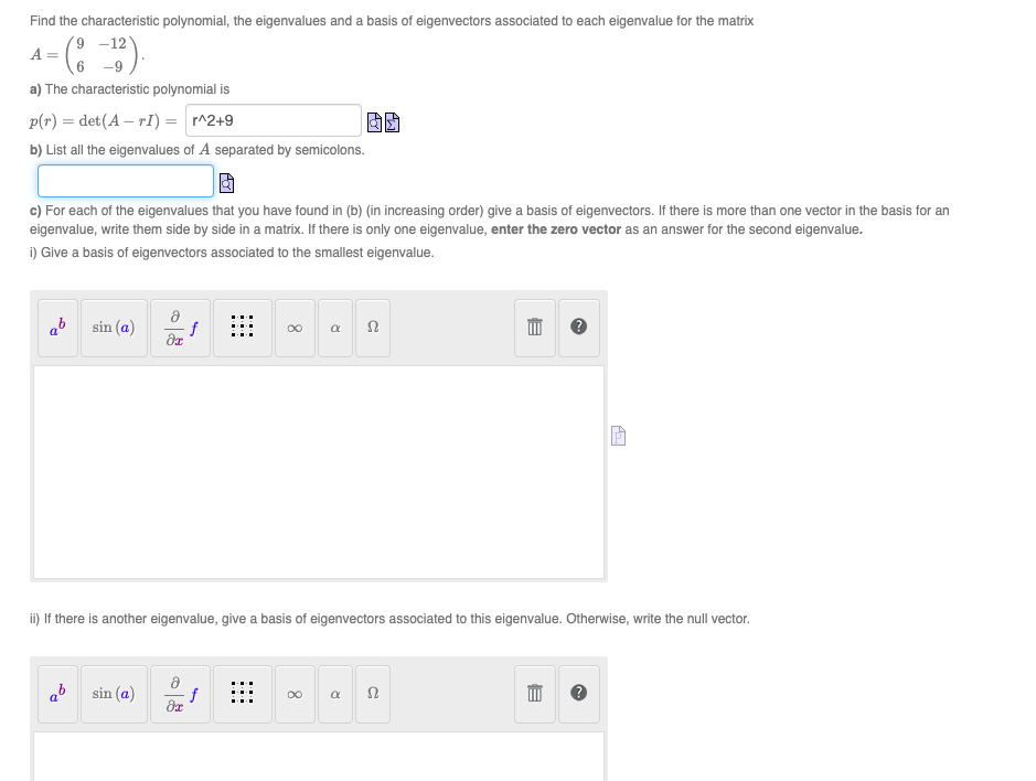 Solved Find the characteristic polynomial, the eigenvalues | Chegg.com